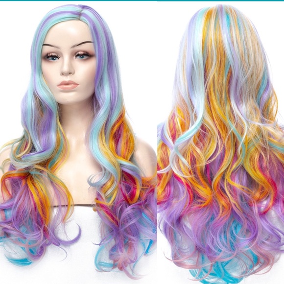 Accessories | Pastel Rainbow Multicolor Cosplay Curly Wig | Poshmark